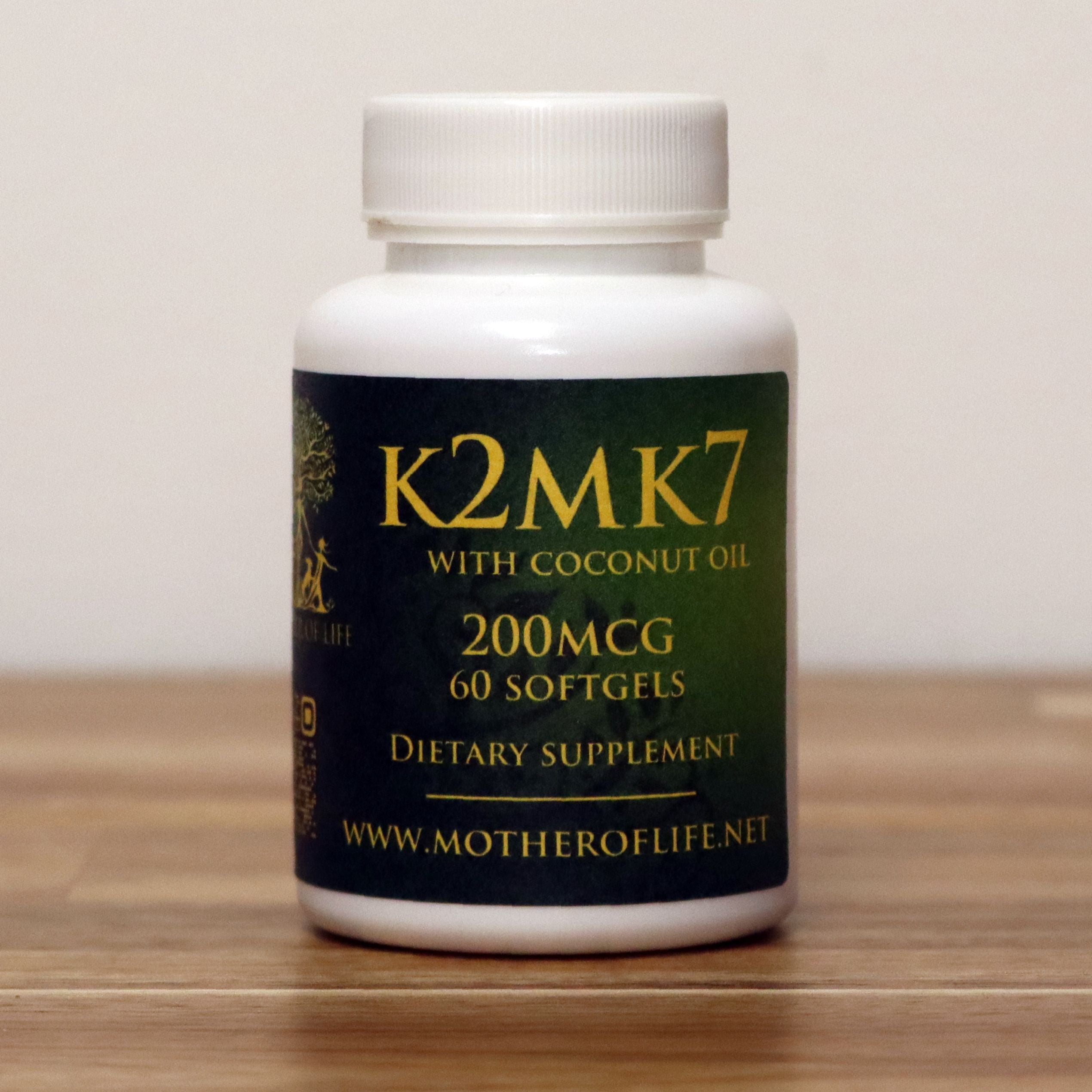 Mother of Life - K2Mk7 200mcg with Coconut Oil - 60 Softgels | Mother ...